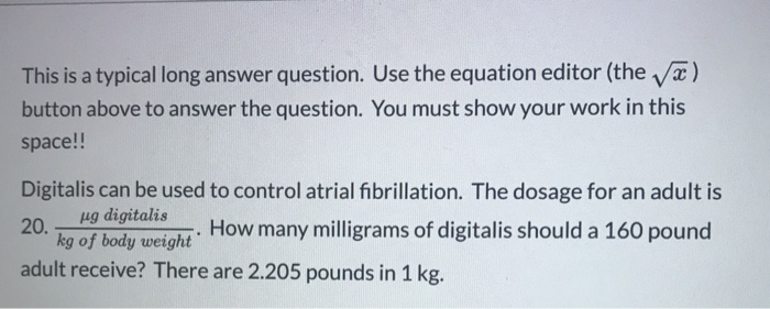 Solved This is a typical long answer question. Use the | Chegg.com