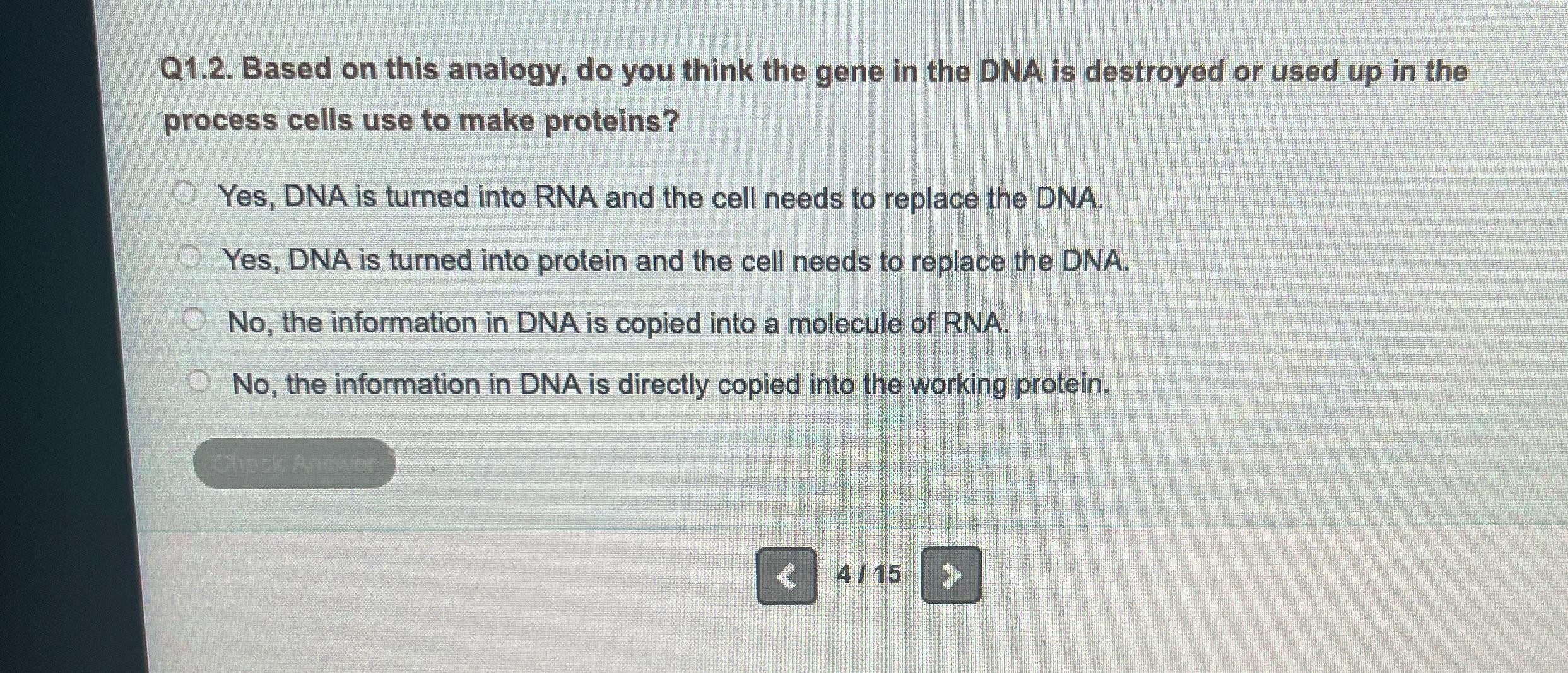 Solved Q1.2. ﻿Based on this analogy, do you think the gene | Chegg.com