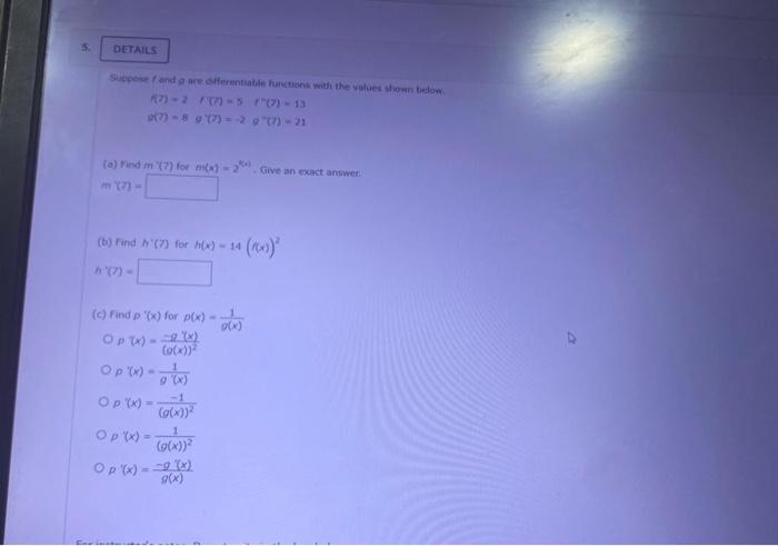 Solved f(λ)=2f(P)=5r∗(7)=13 m(P)=19⋅g(7)=−2,g−(7)=21 (b) | Chegg.com