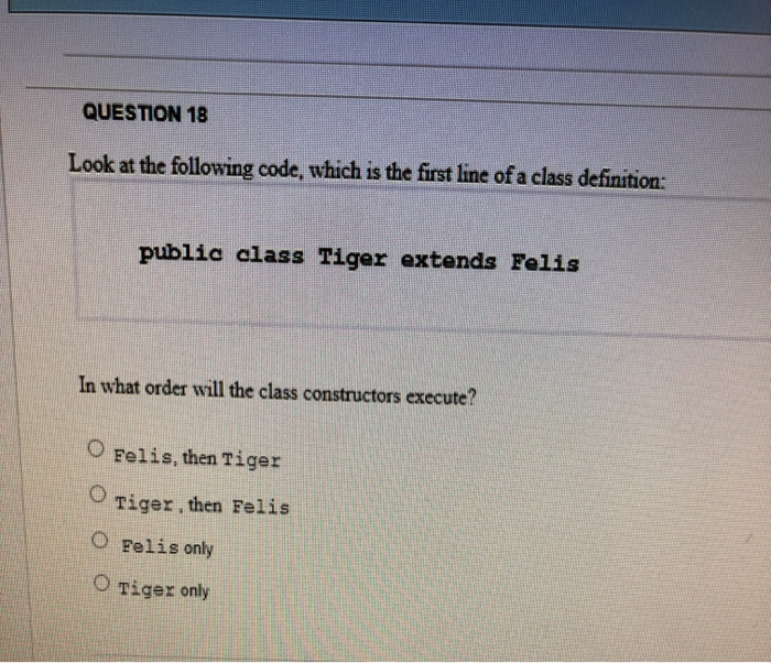 Solved QUESTION 1 Constructors are not inherited. True False | Chegg.com