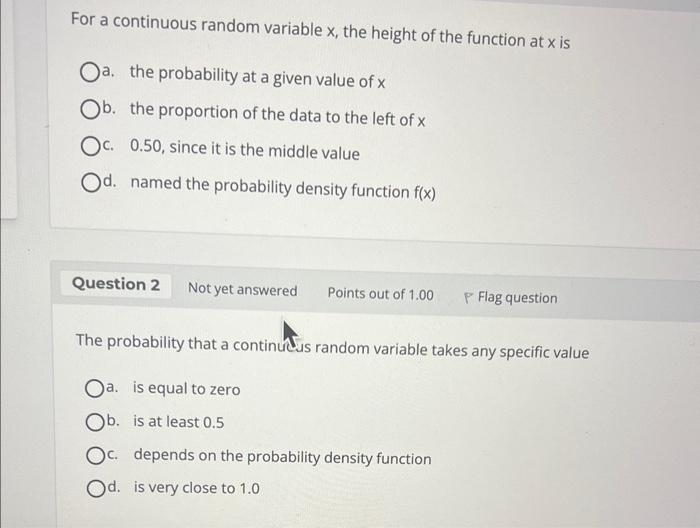 Solved For a continuous random variable x, the height of the | Chegg.com