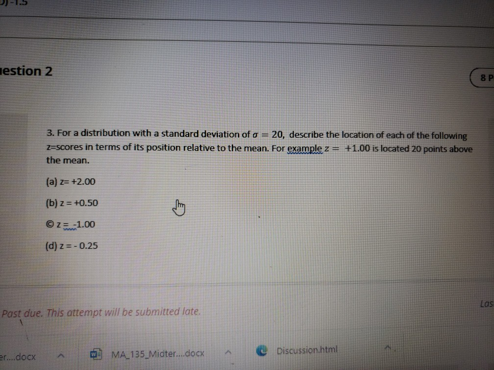 Solved Testion 2 8P 3. For a distribution with a standard | Chegg.com