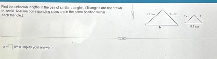 Solved Find the unknown lengths in the pair of similar | Chegg.com