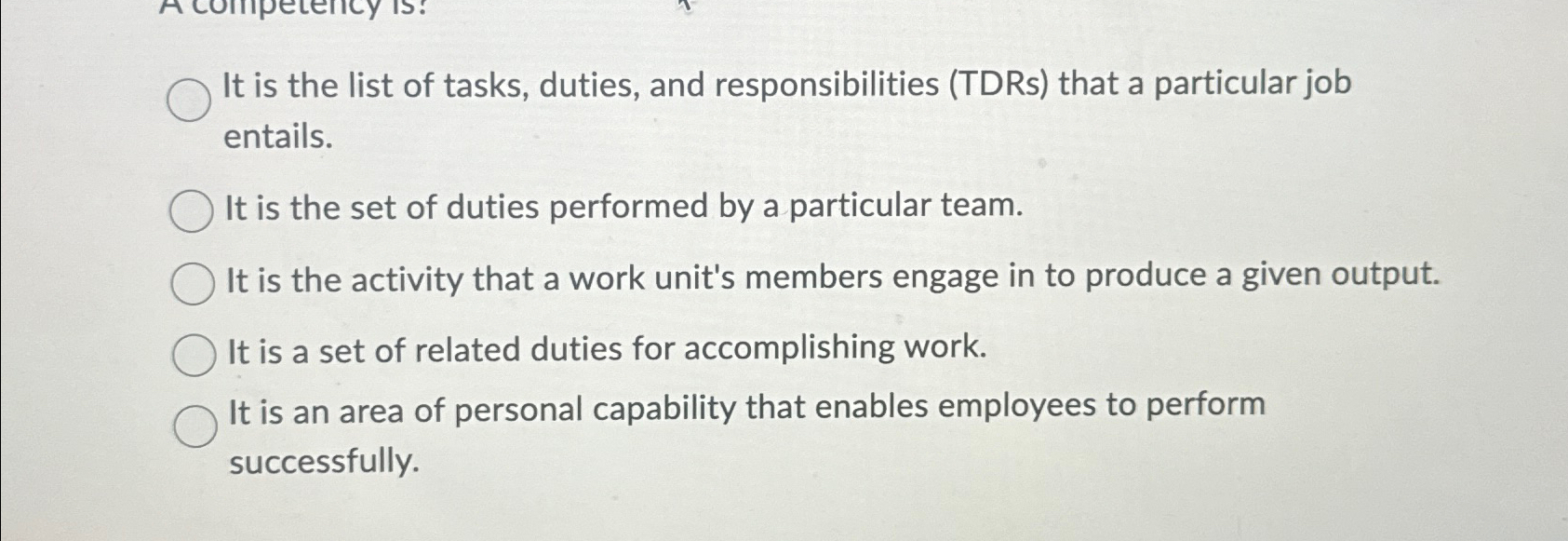 Solved It is the list of tasks, duties, and responsibilities | Chegg.com