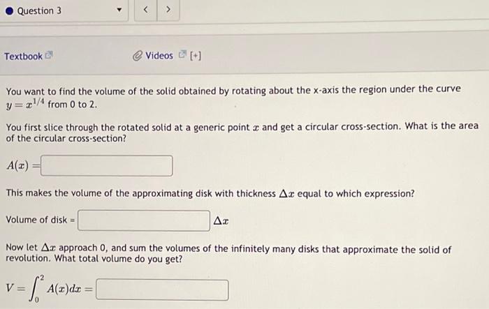 Solved You want to find the volume of the solid obtained by | Chegg.com