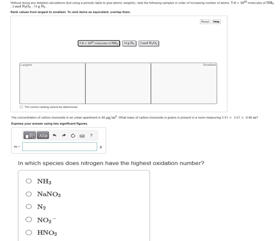 Solved In which species does nitrogen have the highest | Chegg.com