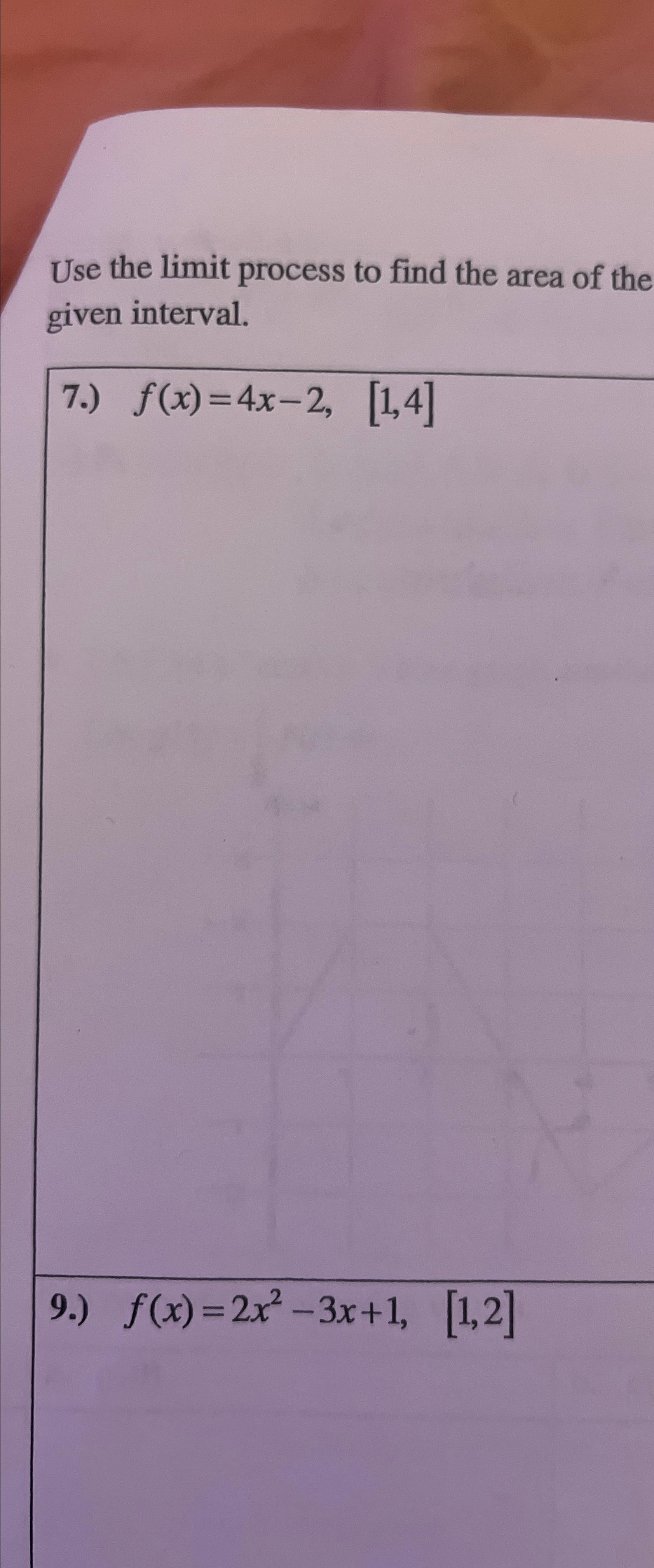 Solved Use the limit process to find the area of the given | Chegg.com