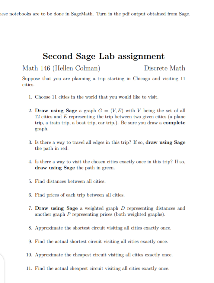 nese notebooks are to be done in SageMath. Turn in | Chegg.com