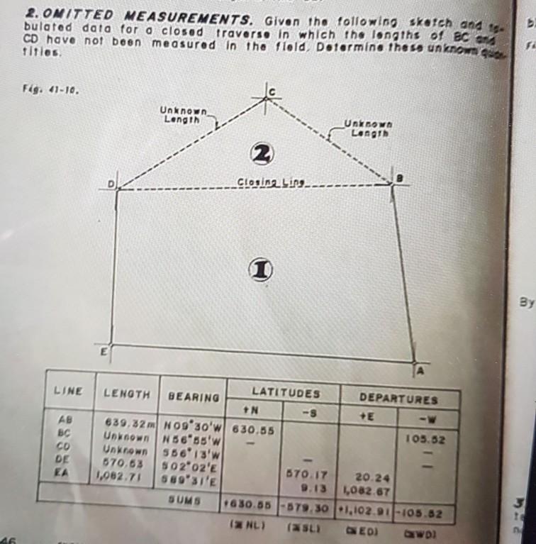 Solved 2. OMITTED MEASUREMENTS. Given the following sketch | Chegg.com