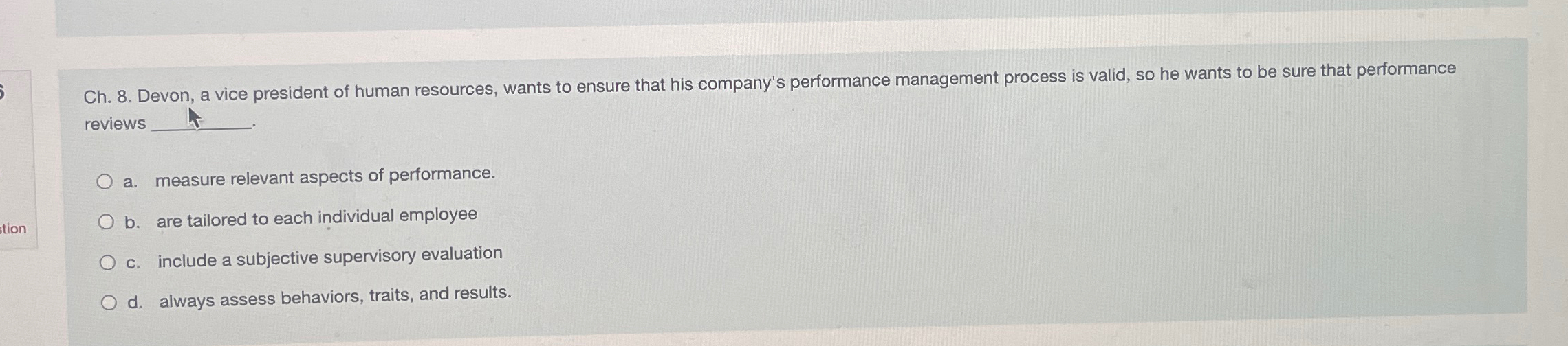Solved Ch. 8. ﻿Devon, a vice president of human resources, | Chegg.com