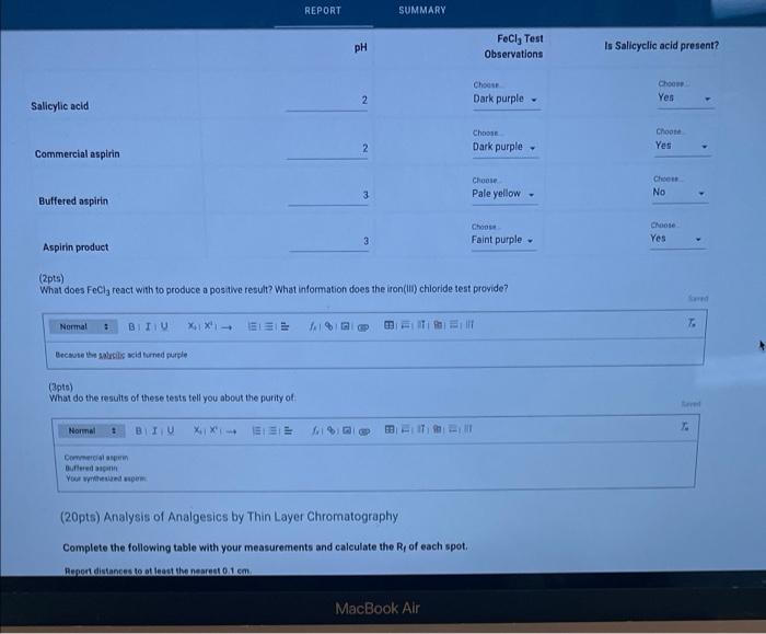 Solved what does FeCl3 react with to produce a positive | Chegg.com