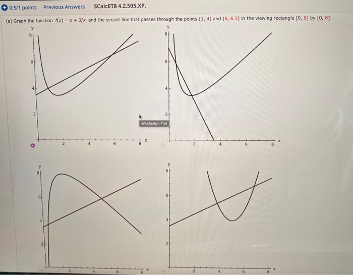 Solved 0.5/1 points Previous Answers CalcET8 4.2.505.XP. (a) | Chegg.com