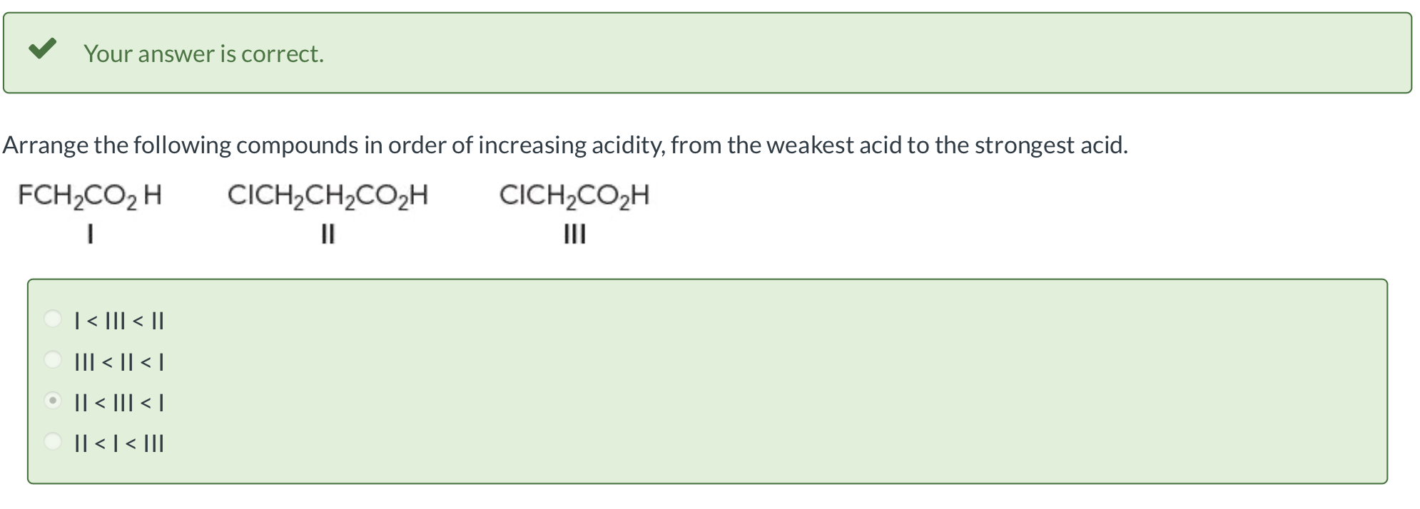 Solved Your answer is correct.Arrange the following | Chegg.com