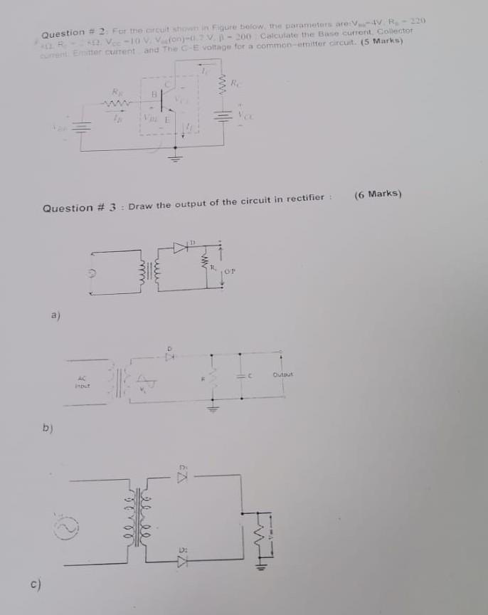 Solved Question + 2 For the circut stiin Figure to the | Chegg.com