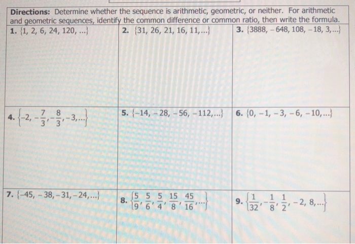Solved Directions Determine Whether The Sequence Is