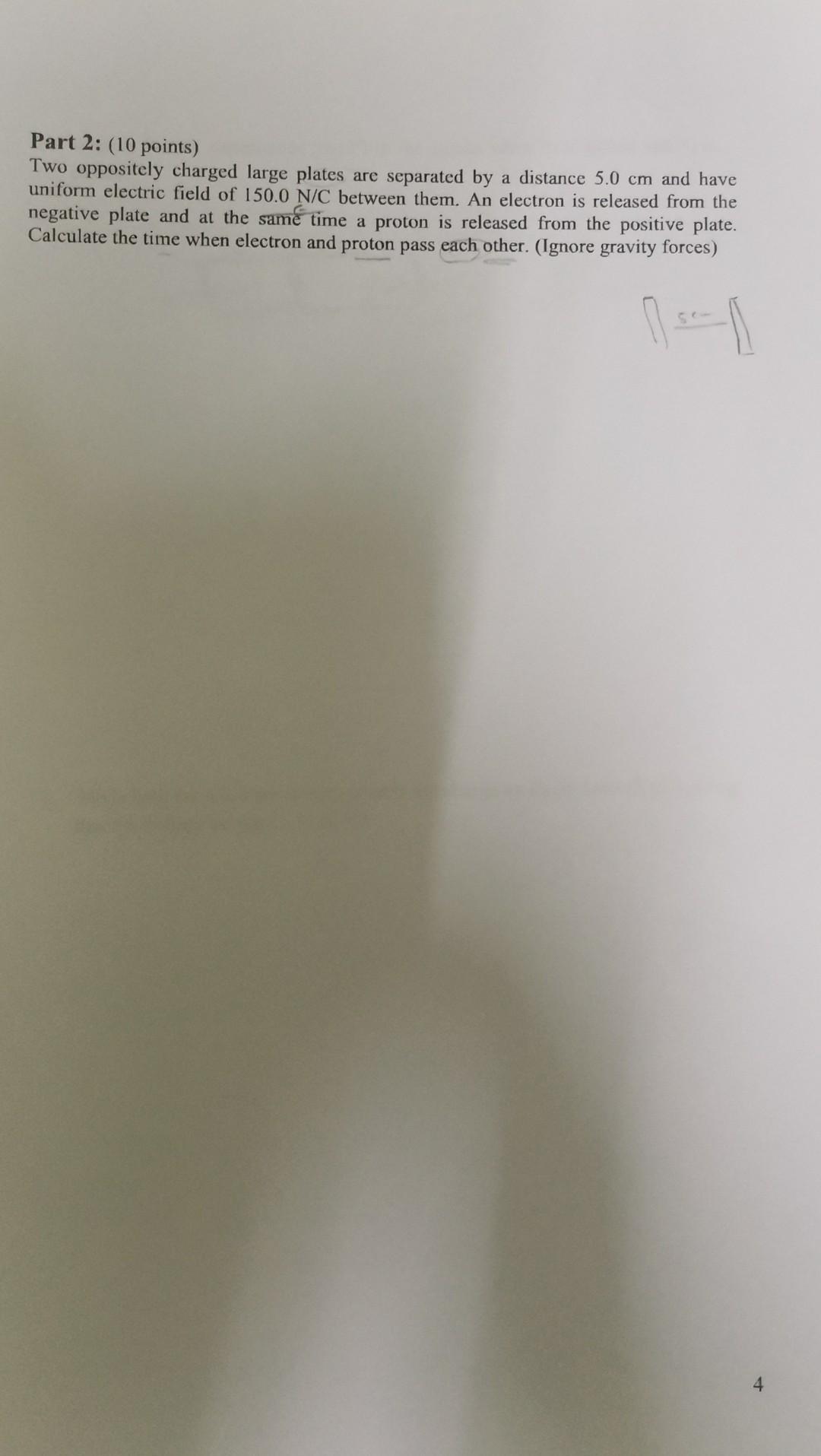 Solved Part 2: (10 points) Two oppositely charged large | Chegg.com