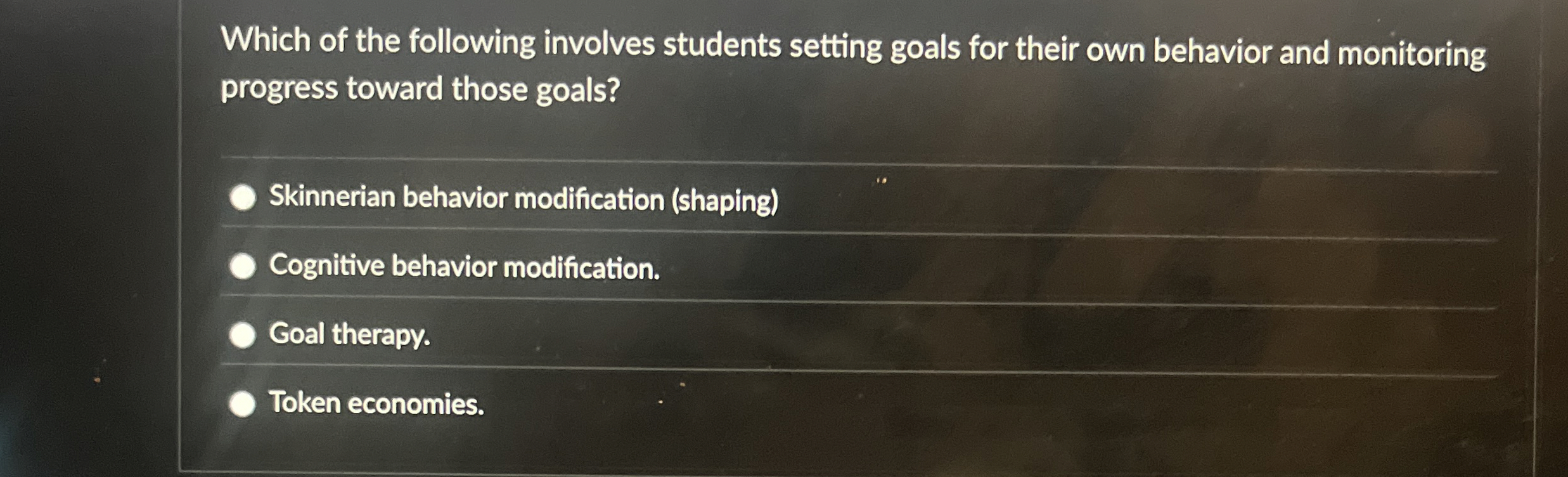 Solved Which of the following involves students setting | Chegg.com