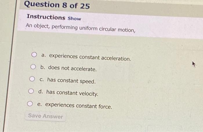 Solved Instructions Show An object, performing uniform | Chegg.com