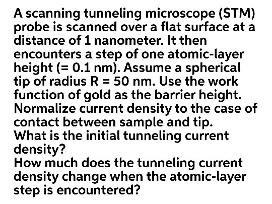 Solved A scanning tunneling microscope (STM) probe is | Chegg.com