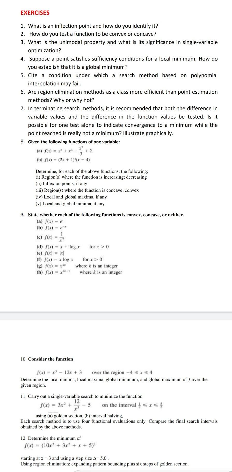 Solved EXERCISES 1. What is an inflection point and how do | Chegg.com