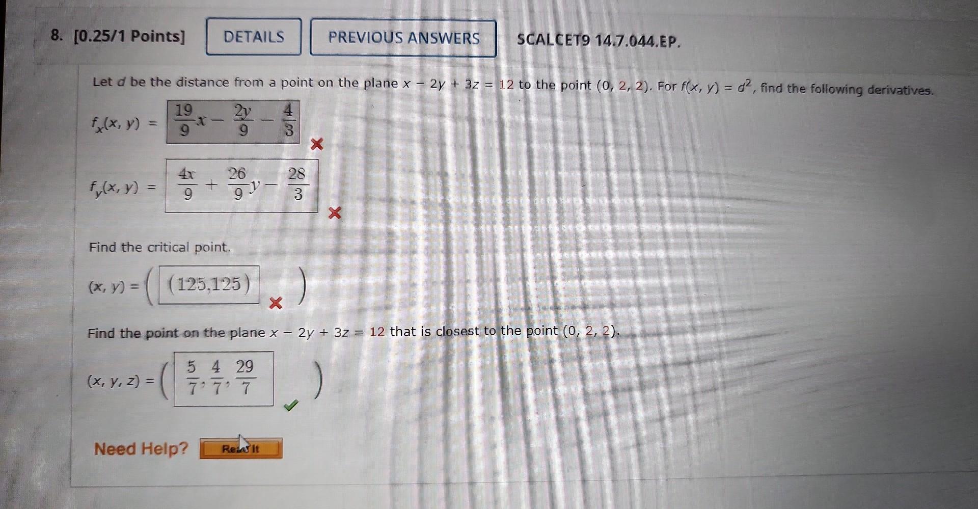 Solved Let d be the distance from a point on the plane | Chegg.com