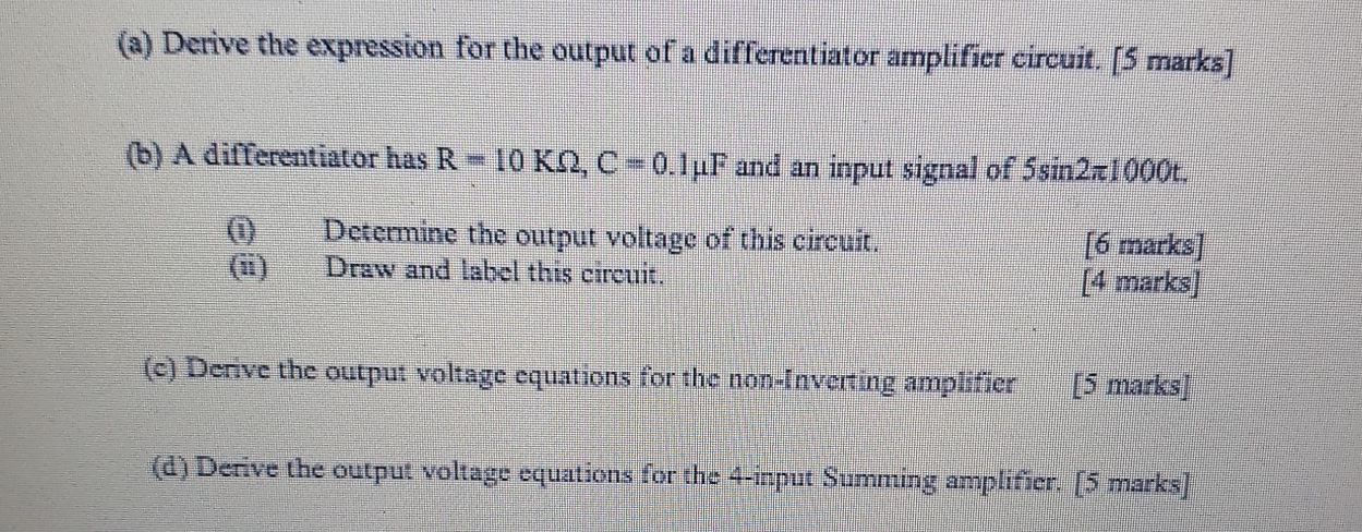 Solved (a) ﻿Derive the expression for the output of a | Chegg.com