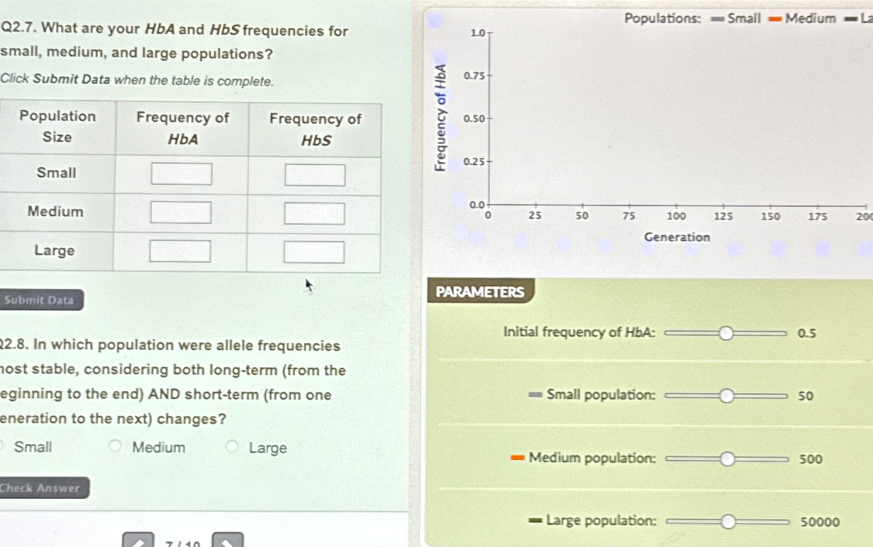 Q2.7. ﻿What are your HbA and HbS ﻿frequencies for | Chegg.com