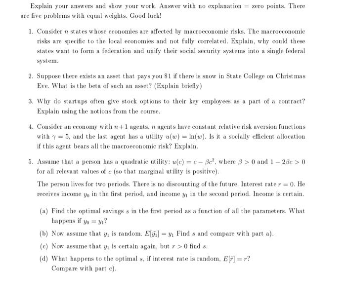 Solved Explain your answers and show your work. Answer with | Chegg.com