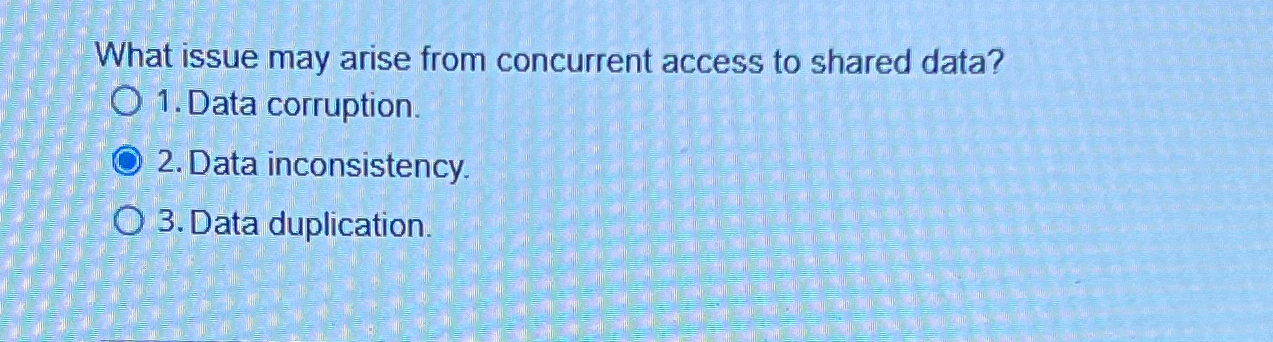 Solved What issue may arise from concurrent access to shared | Chegg.com