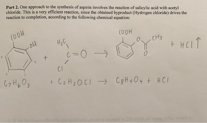 Solved Part 2. One approach to the synthesis of aspirin | Chegg.com