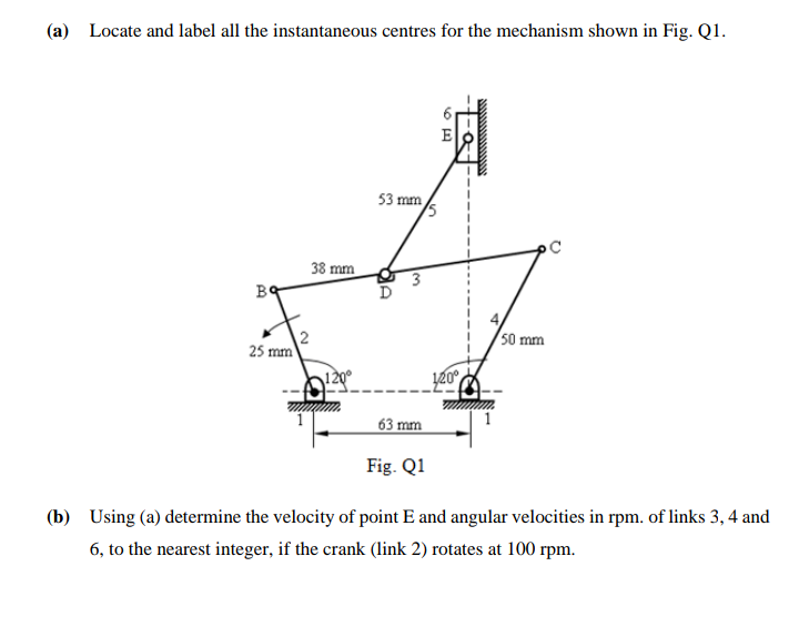 Solved (a) ﻿Locate and label all the instantaneous centres | Chegg.com
