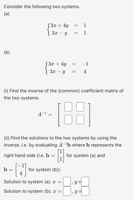Solved Consider the following two systems. (a) | Chegg.com