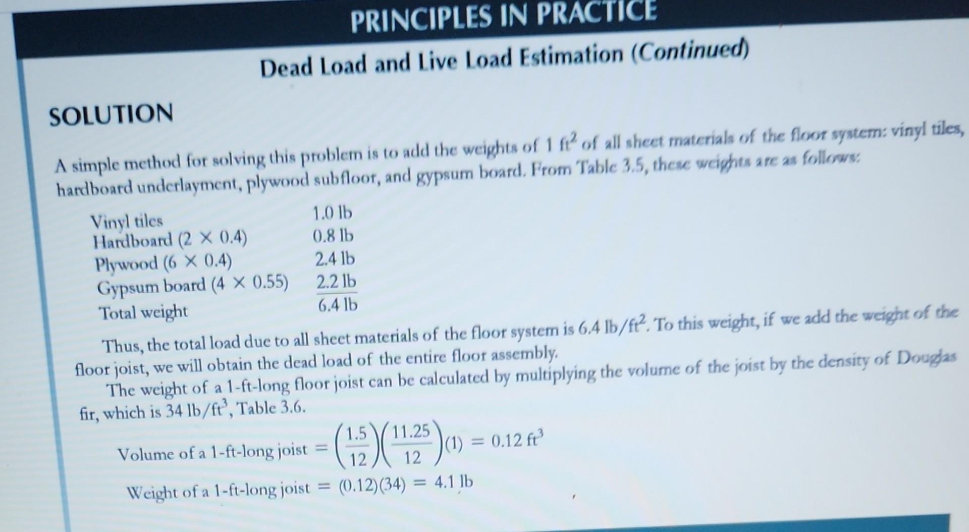 Solved Dead Load and Live Load Estimation (Continued) | Chegg.com
