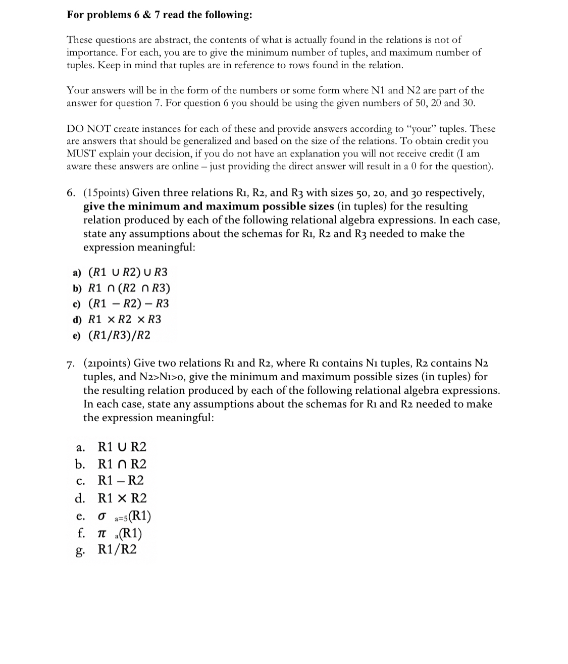 Solved For problems 6&7 ﻿read the following:These questions | Chegg.com