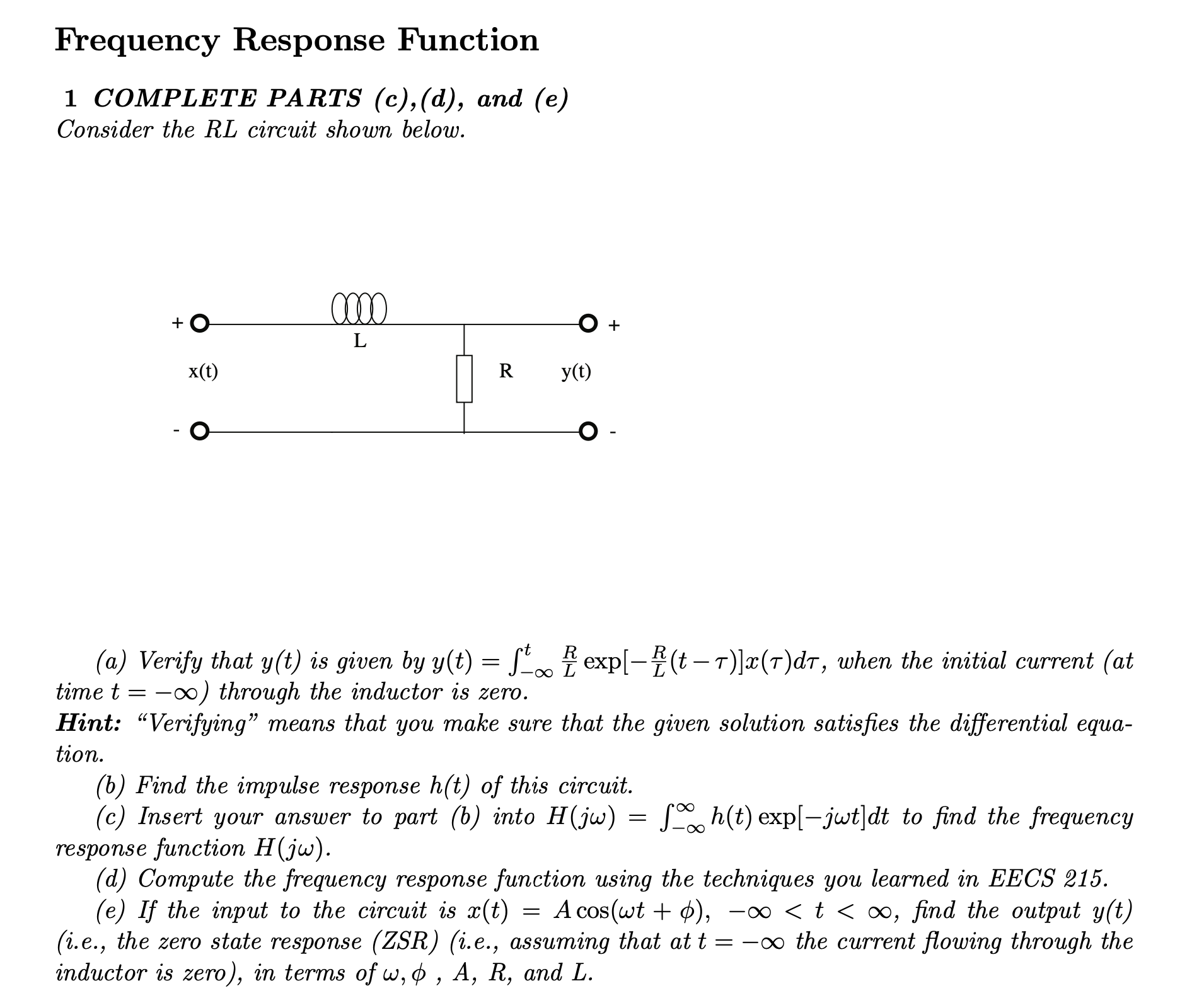 Solved Frequency Response Function1 ﻿COMPLETE PARTS (c),(d), | Chegg.com