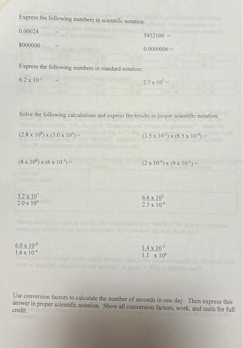 Solved Express the following numbers in scientific notation: | Chegg.com