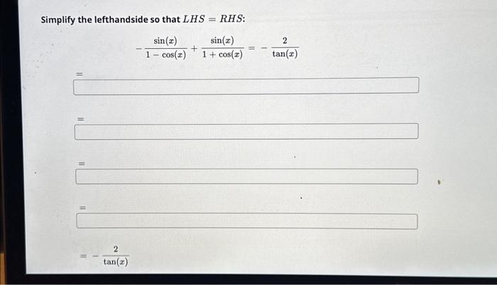 Solved Simplify the lefthandside so that LHS=RHS : | Chegg.com