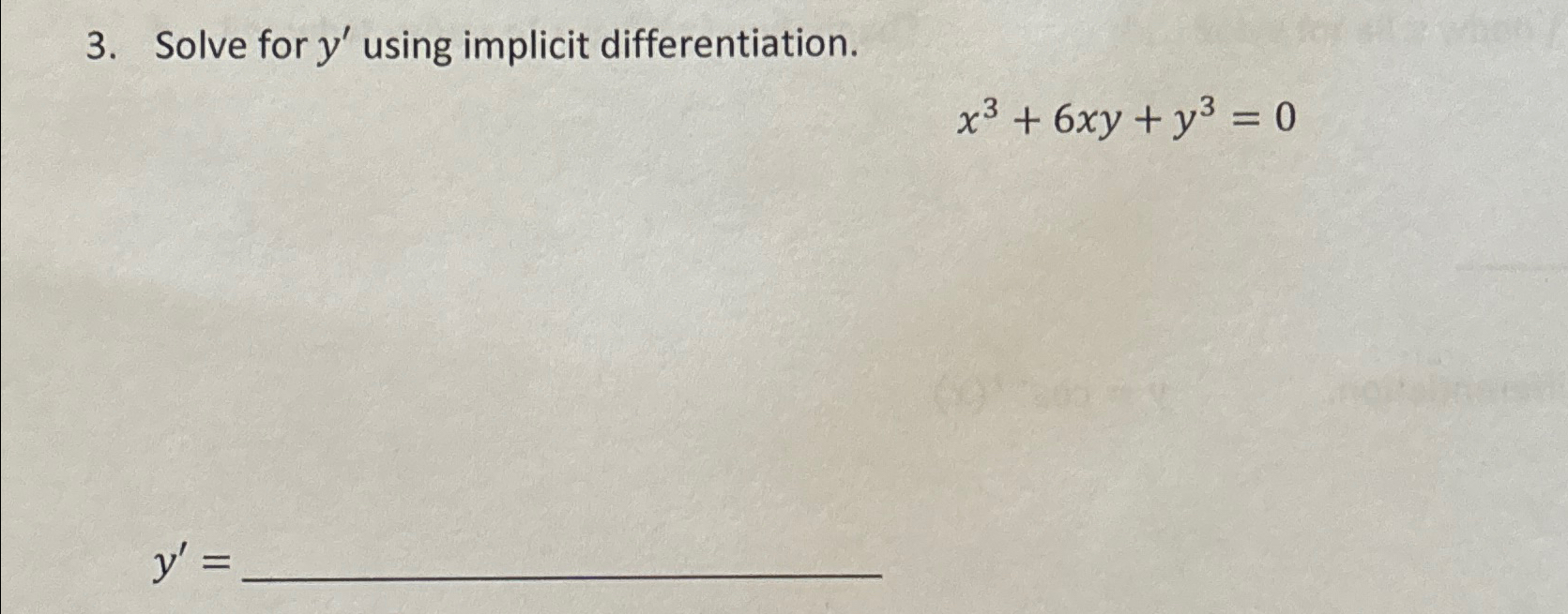 Solved Solve for y' ﻿using implicit | Chegg.com