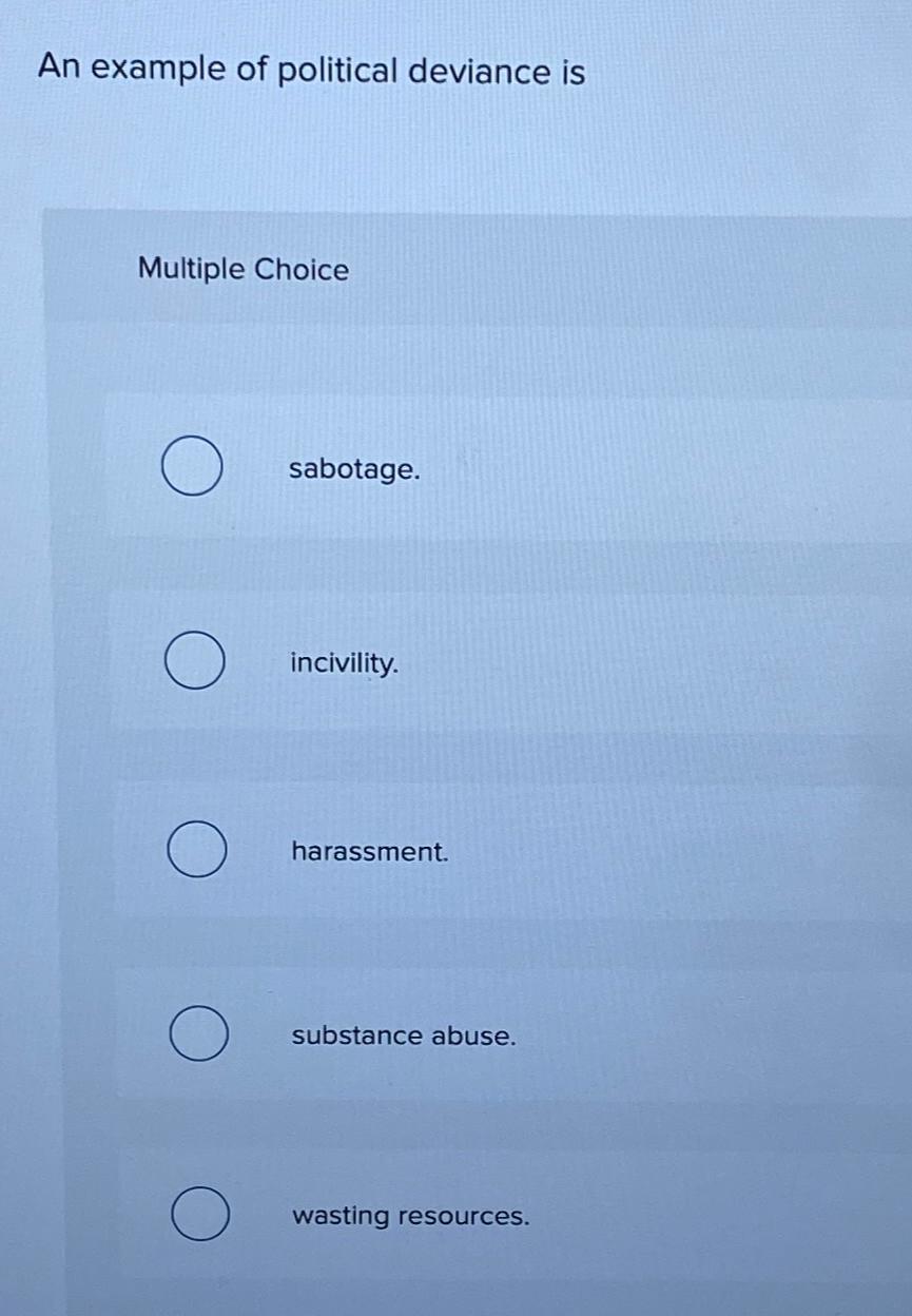 Solved An example of political deviance isMultiple | Chegg.com