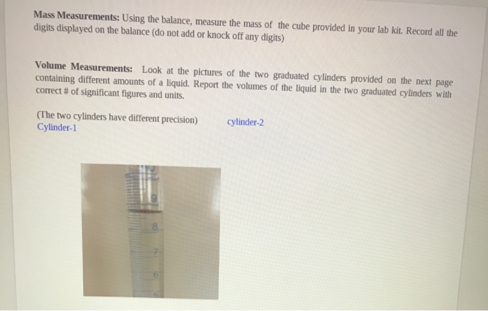 Solved Mass Measurements: Using the balance, measure the | Chegg.com