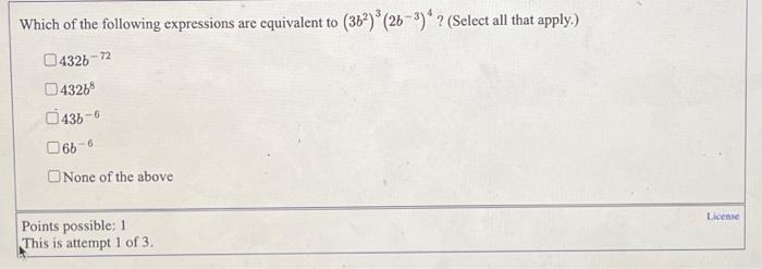 Solved Which of the following expressions are equivalent to | Chegg.com