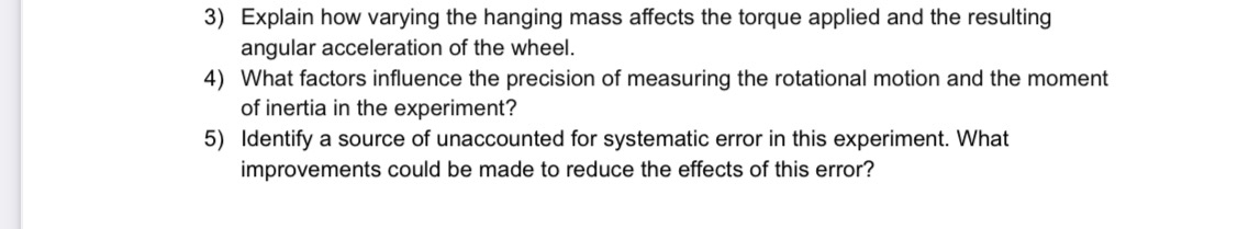 Solved EXPERIMENT: moment of interia of a wheel,,,Explain | Chegg.com