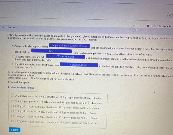 Solved Review Constants Part A Follow the steps provided in | Chegg.com