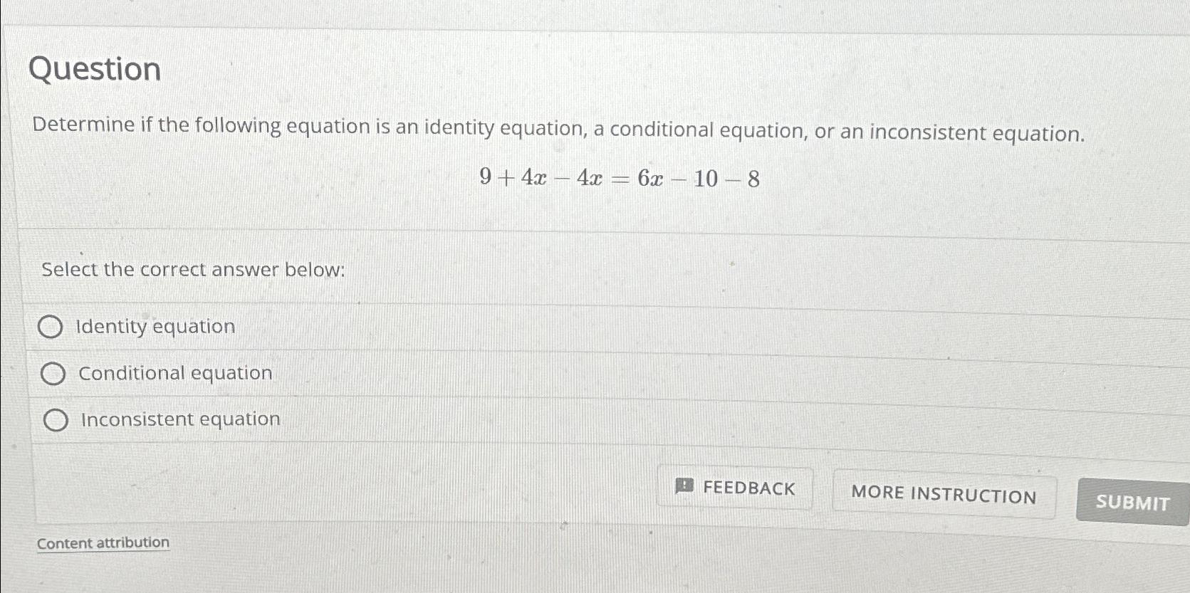 Solved QuestionDetermine if the following equation is an | Chegg.com