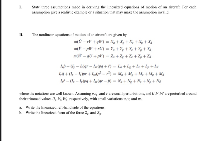 I. State three assumptions made in deriving the | Chegg.com