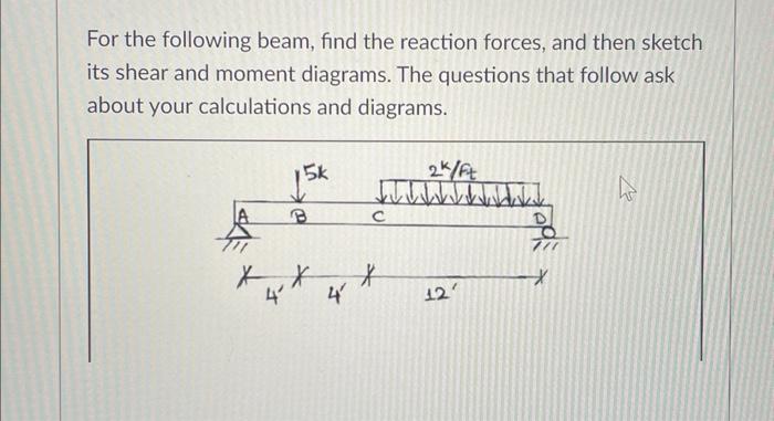 Solved 1. draw the shear and moment diagrams 2. find the max | Chegg.com