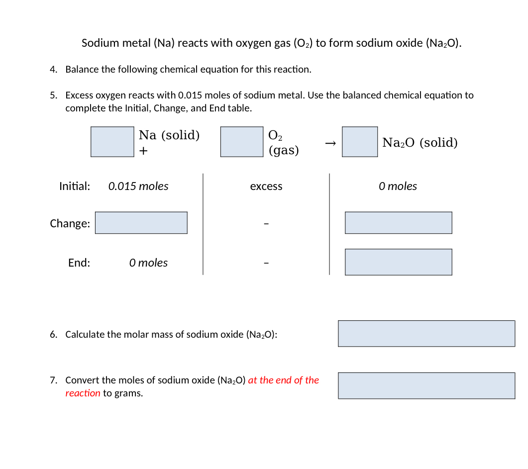 Solved Sodium metal (Na) ﻿reacts with oxygen gas (O2) ﻿to | Chegg.com