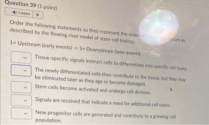 Solved Order the following statements so they represent the | Chegg.com