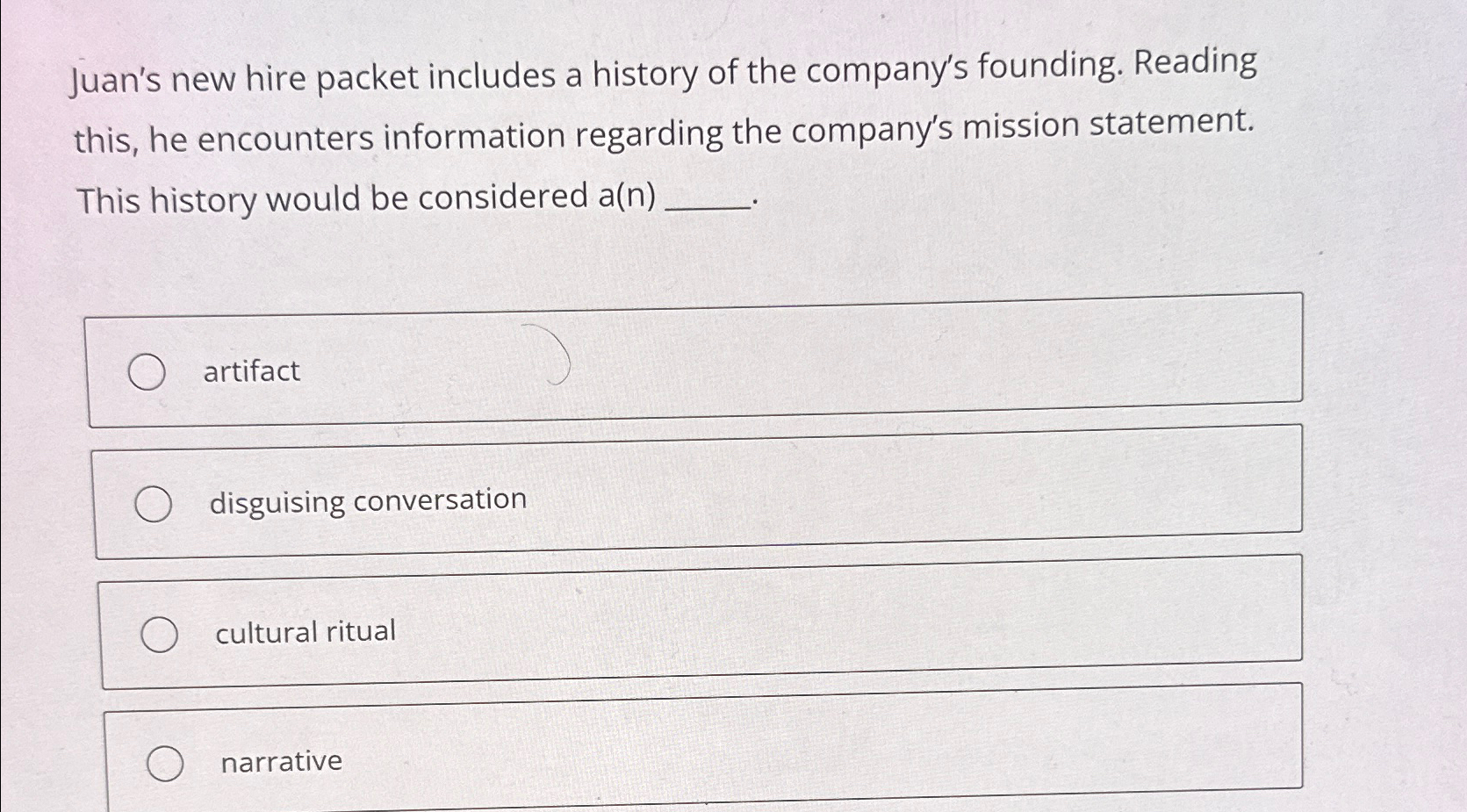 Solved Juan's new hire packet includes a history of the | Chegg.com