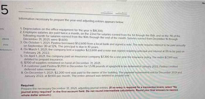 Solved 5 ints eBook Print References Pastina Company sells | Chegg.com